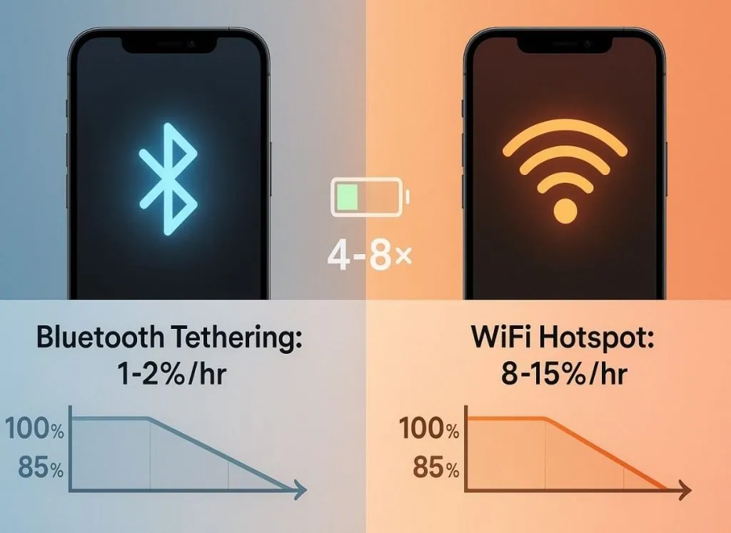 Bluetooth Tethering vs WiFi Hotspot Battery 2026 Answer
